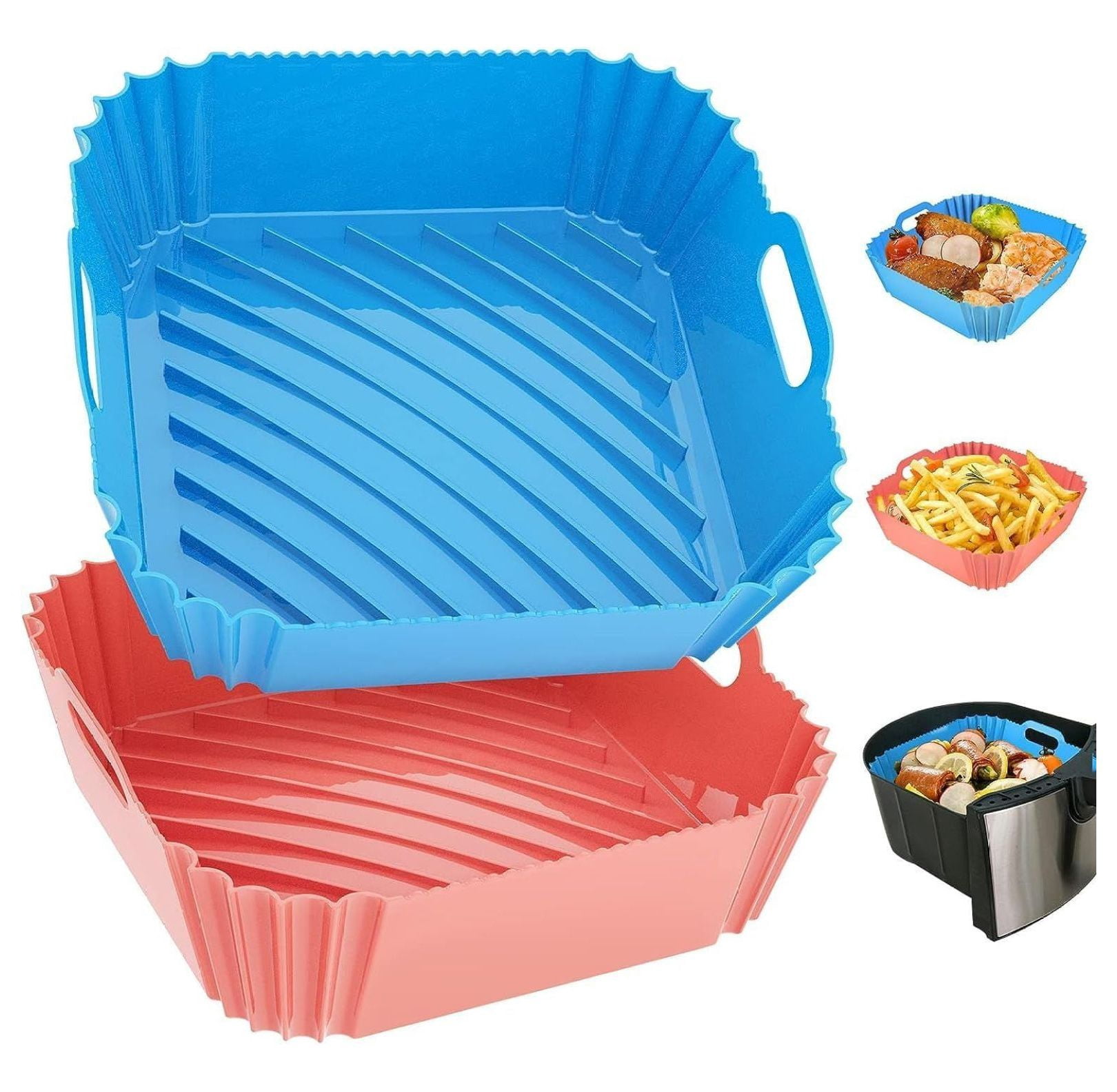 Silicone Liners Square 2 Pack 7.1 Inch Airfryer Liners 4-7 QT Reusable ...