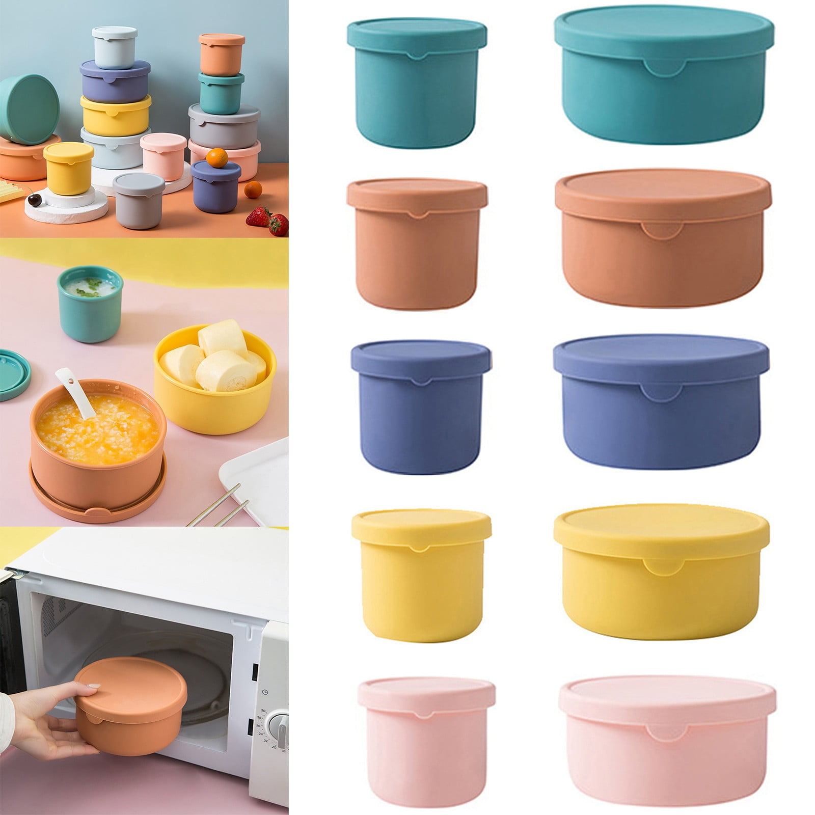 Silicone Lunch Box Basdi Leakproof Silicone Lunch Box with Lid - Heat ...