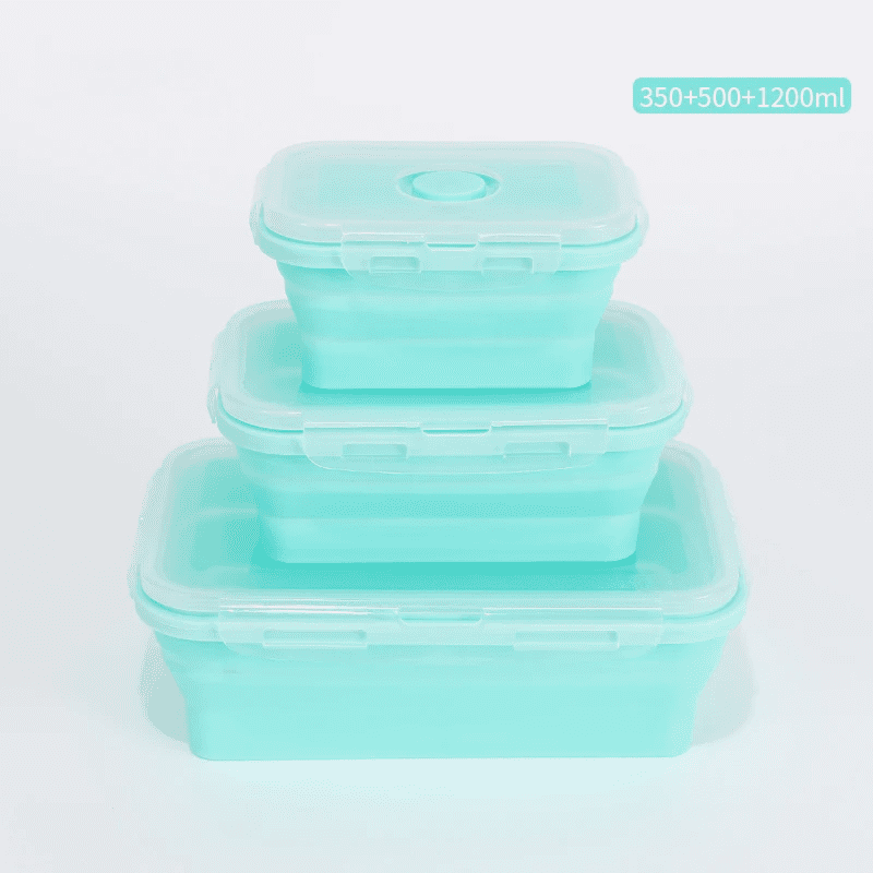 Silicone Lunch Box Bento Box Collapsible Folding Food Storage Container ...