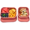 Silicone Lunch Box, Icareful Pink 2-Piece Food Grade Silicone Bento Box ...