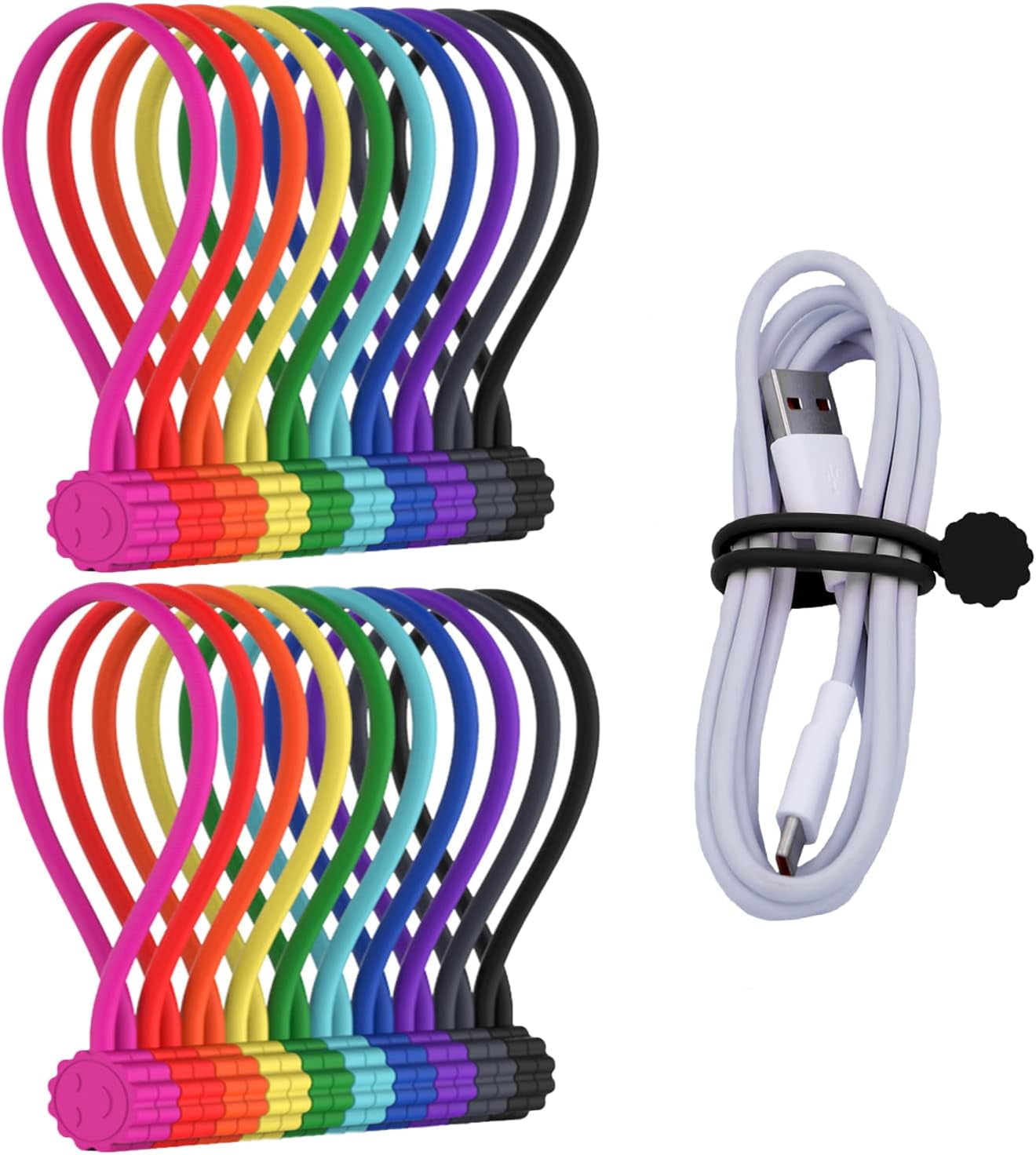 Silicone Magnetic Twist Ties, Reusable Magnetic Ties for Bundling and ...