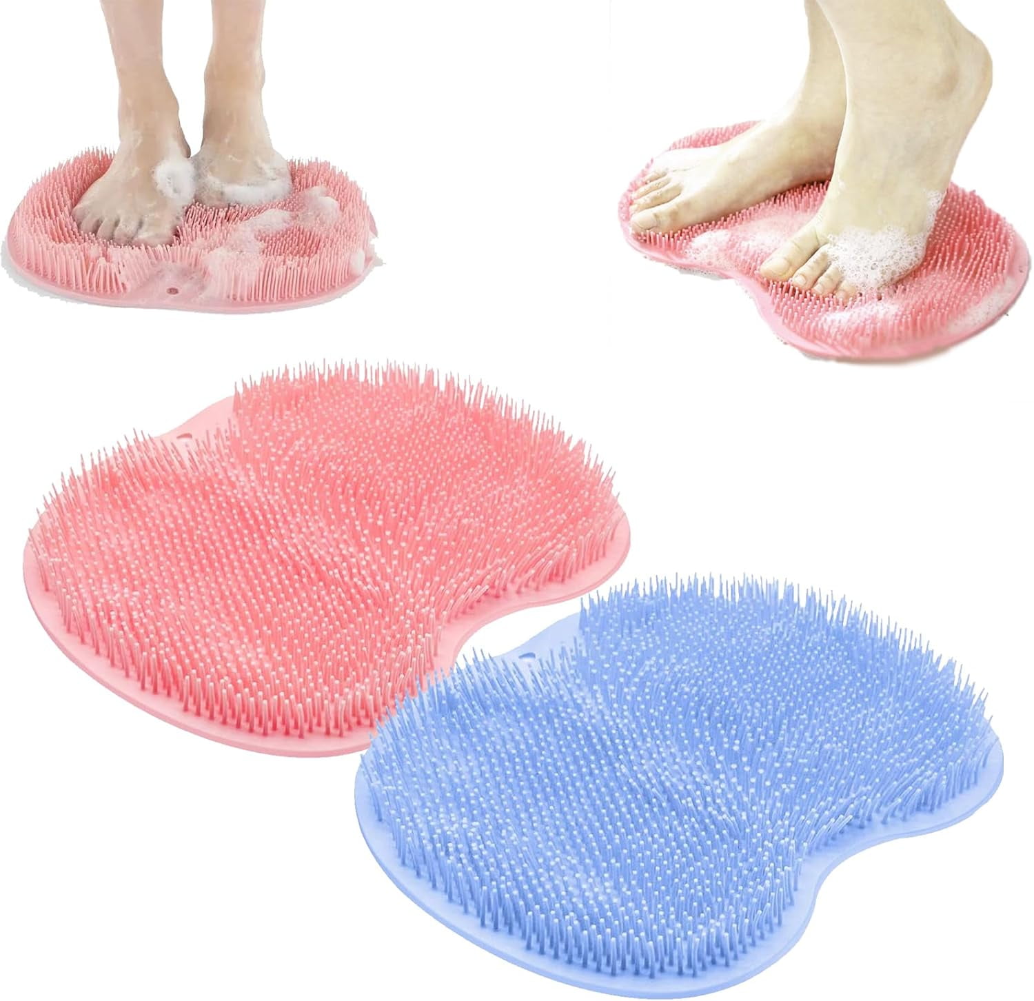 Silicone Massage Bath Mat, 2026 Upgraded Shower Foot Scrubber Mat, Back ...