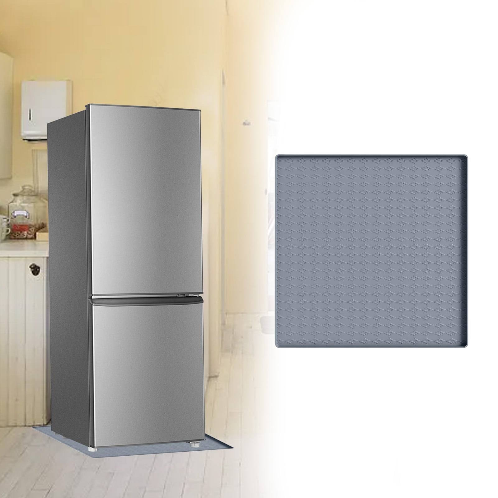 Silicone Mat, 23.6" x 23.6" x 0.62" Under Refrigerator Mat, Mini Fridge ...