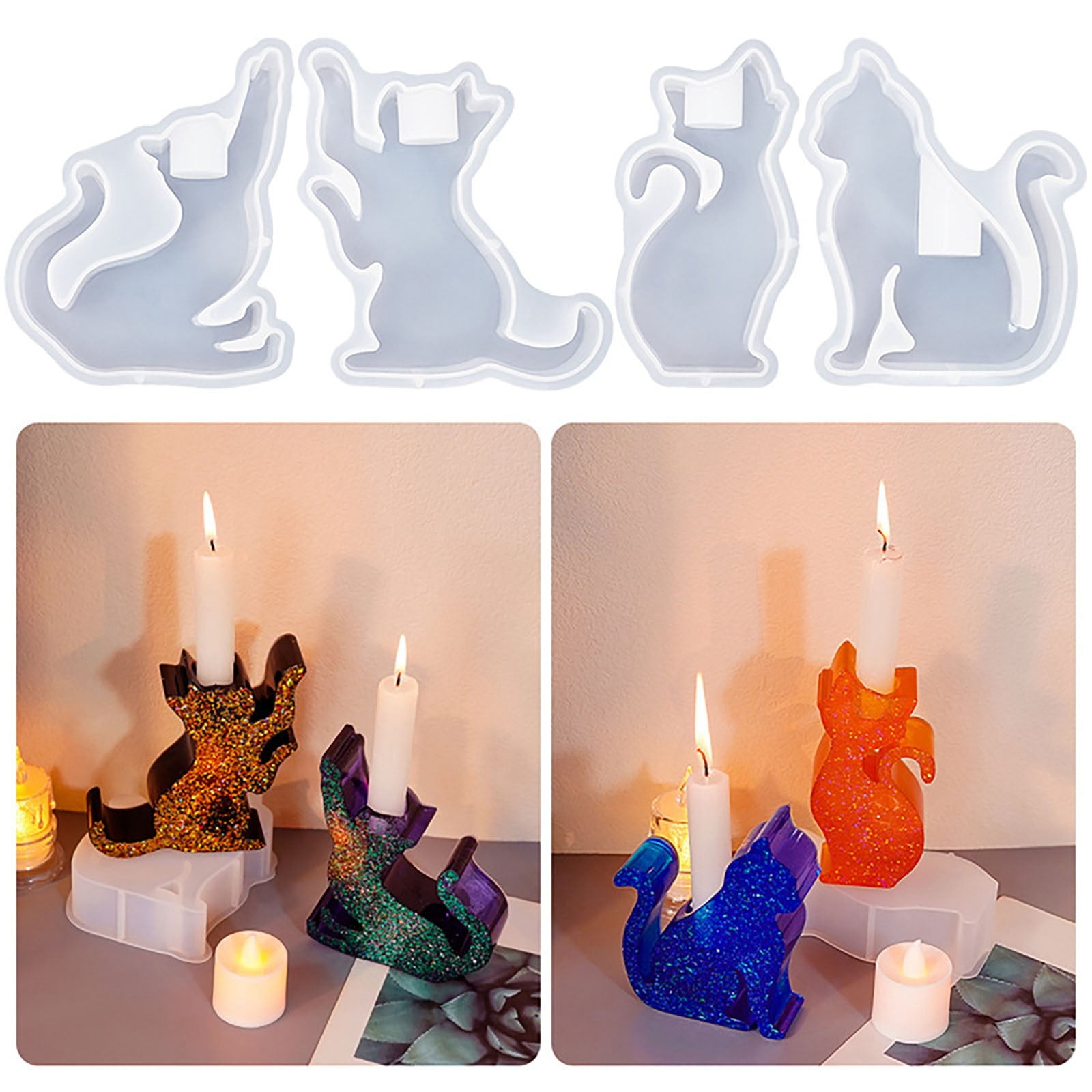Silicone Mat for Crafts Cat Candlestick Silicone Mould Candle Holder ...