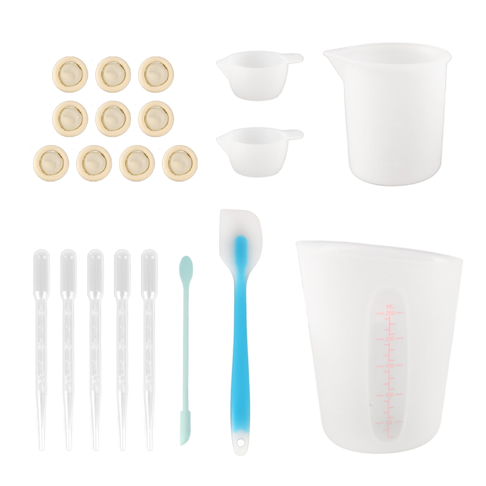 Silicone Measuring Cup Tool Kit Spatula Finger Gloves Pipettes Epoxy ...