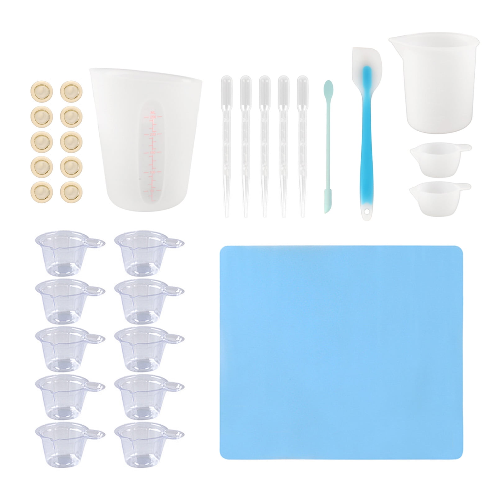 Silicone Measuring Cup Tool Kit Spatula Finger Gloves Pipettes Epoxy ...