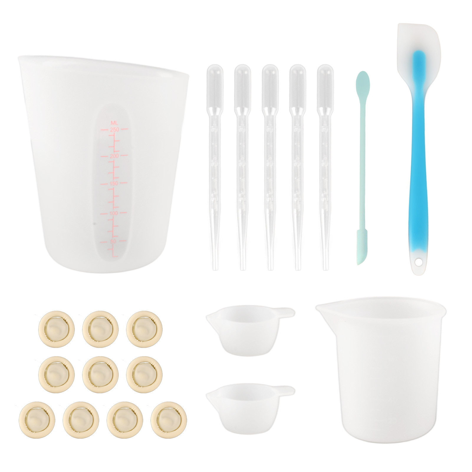 Silicone Measuring Cup Tool Kit Spatula Finger Gloves Pipettes Epoxy ...
