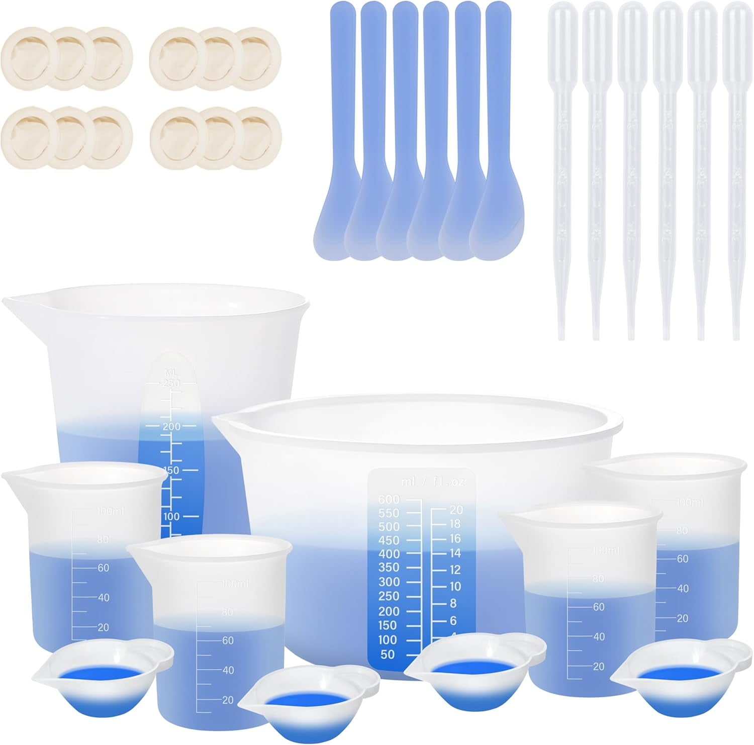 Silicone Measuring Cup for Resin, Resins Supplies with 600ML+250ML ...