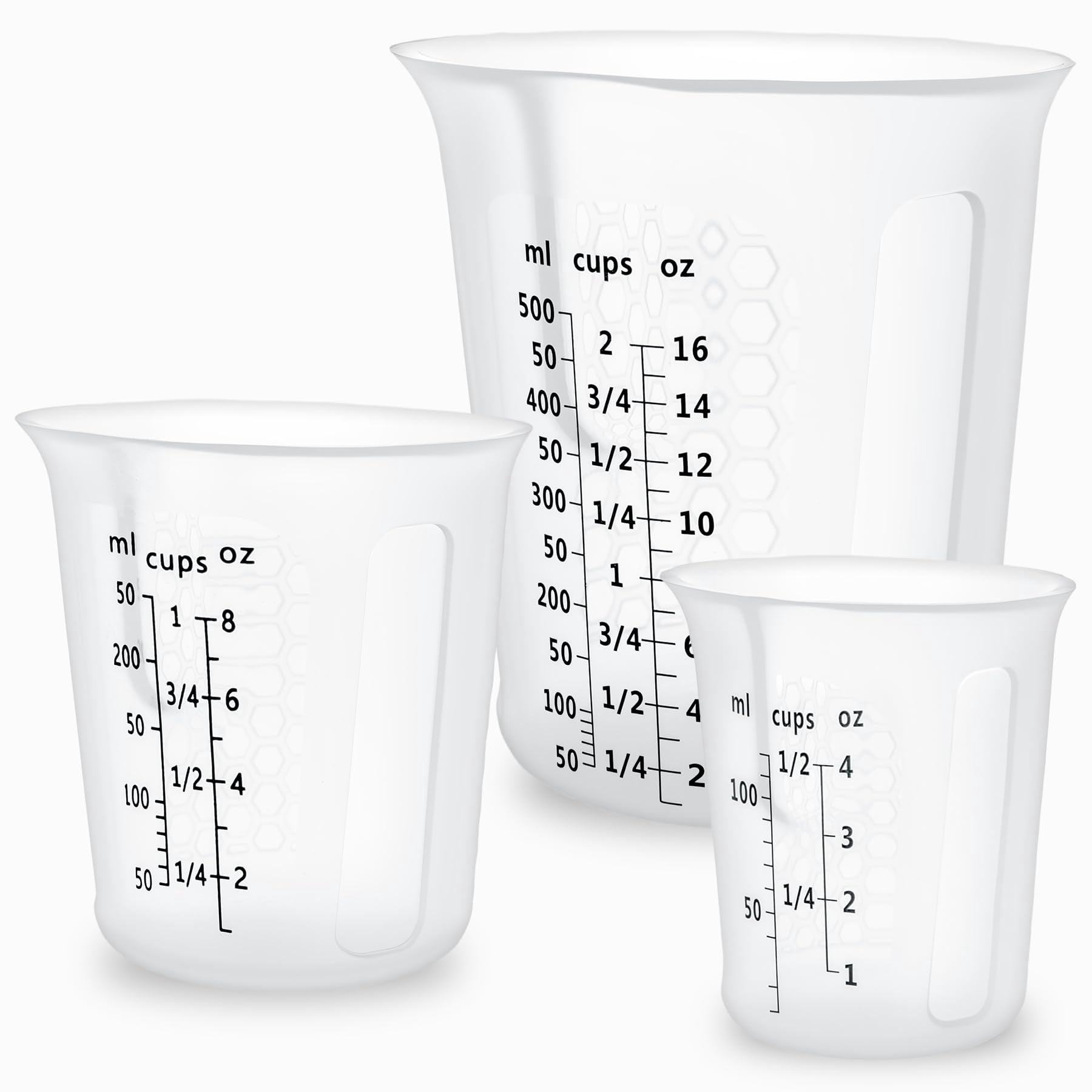 Silicone Measuring Cups Set 125ml + 250ml 500ml For Cooking Reusable ...