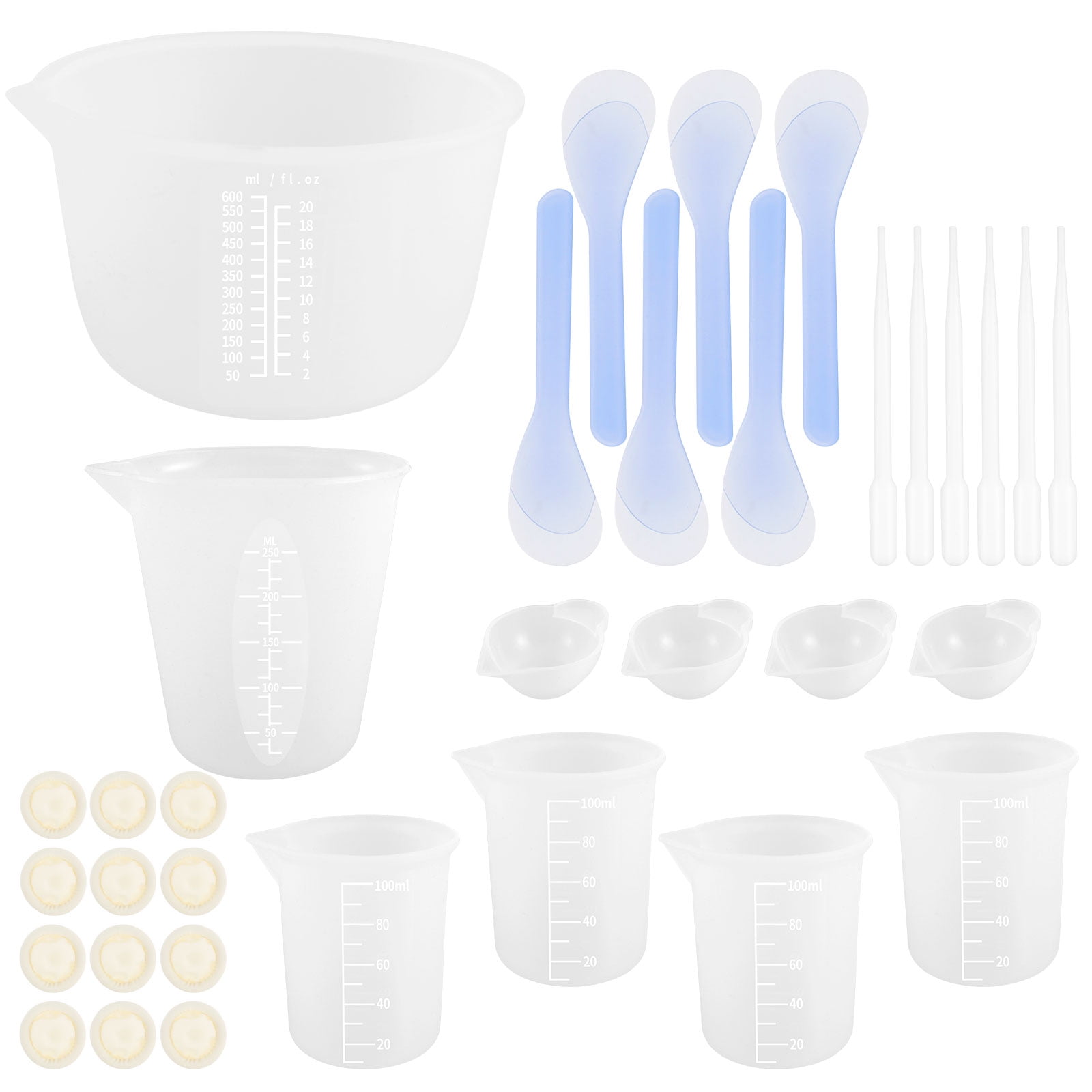 Silicone Measuring Cups with Stir Sticks Reusable Easy to Use Resin ...