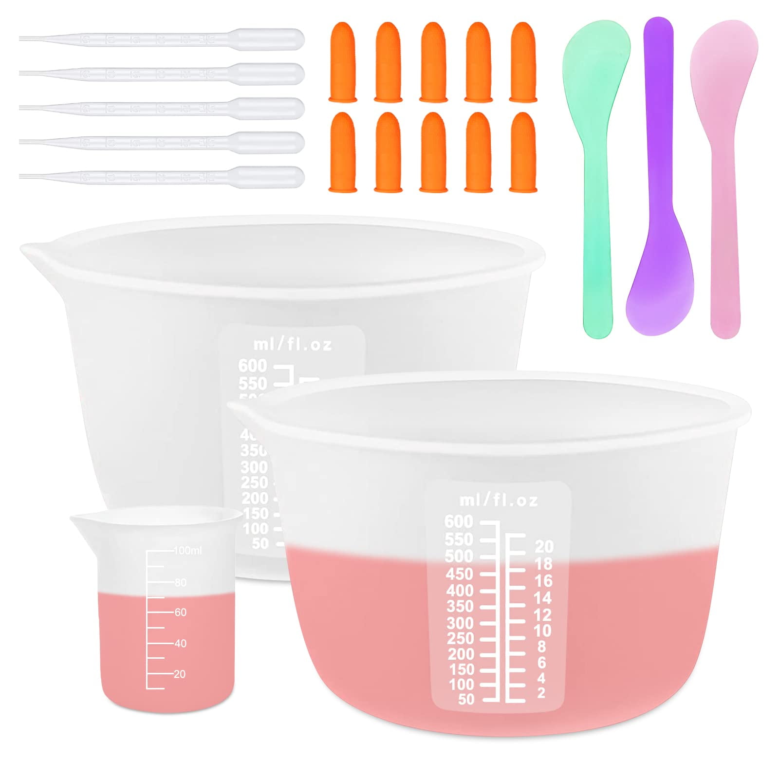 Silicone Measuring Cups Tool Kit, Non-Stick AIS1 Large Bowls for Epoxy ...