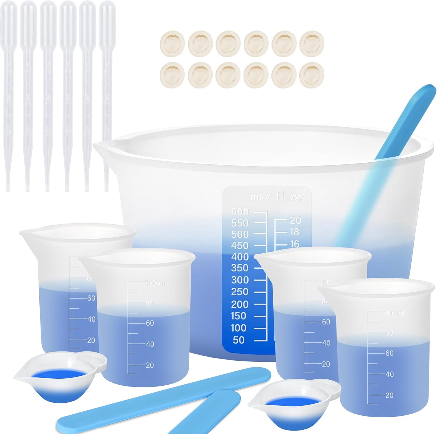 Silicone Measuring Cups for Resin, Resin Supplies with 600&100ml ...