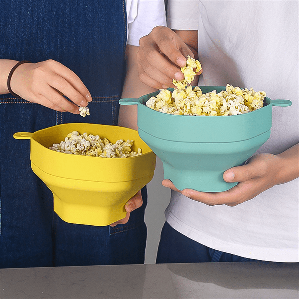 Silicone Microwave Popcorn Bowl Foldable Maker Bucket with Lid Folding ...