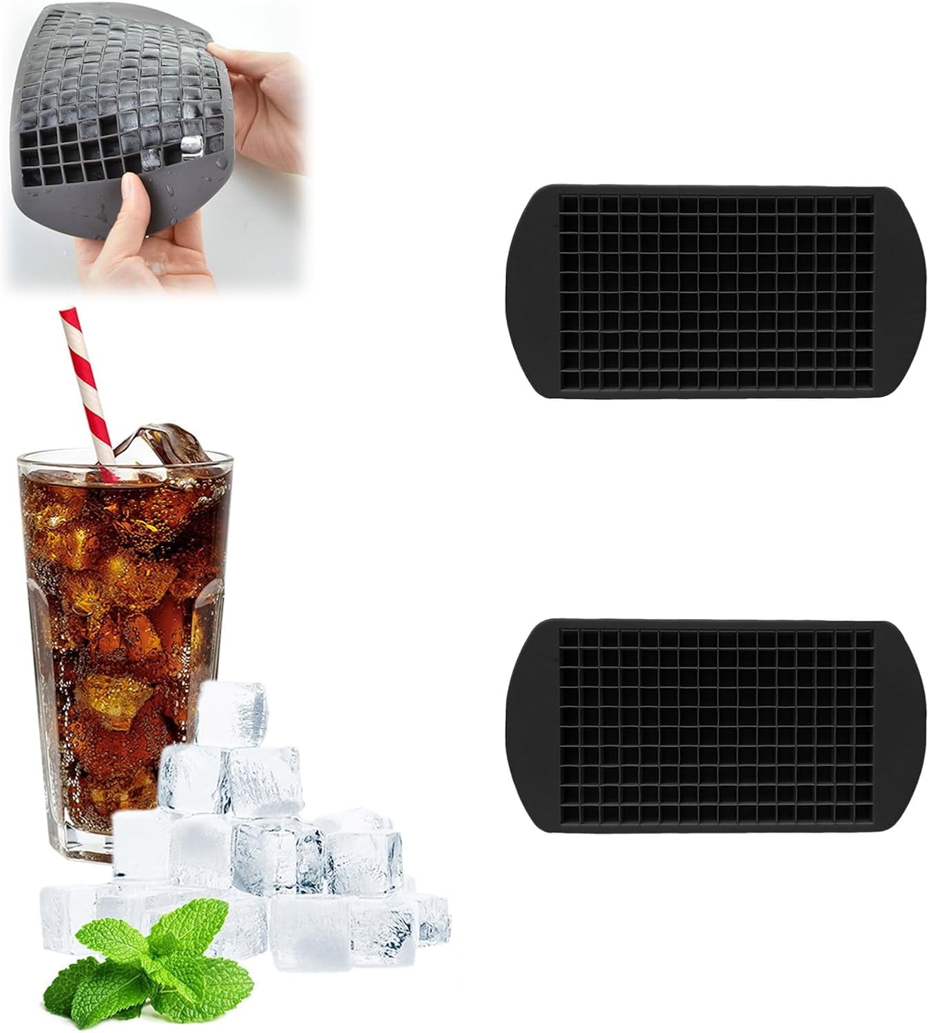Silicone Mini Ice Cube Trays, Crushed Ice Cube Molds, Easy Release ...