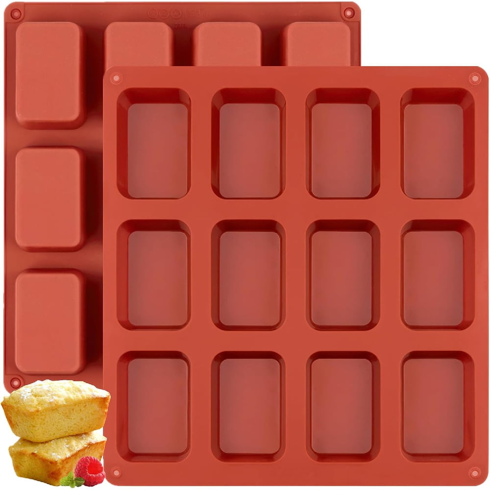 Silicone Mini Loaf pan-(2PCS) 12 Cavities Mini Bread Pan, Non-stick ...
