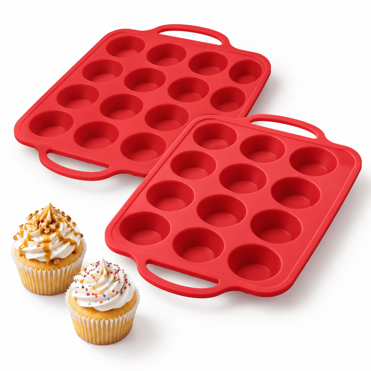 Silicone Mini Muffin Pans For Baking 24-cup Nonstick Cupcake Pan ...