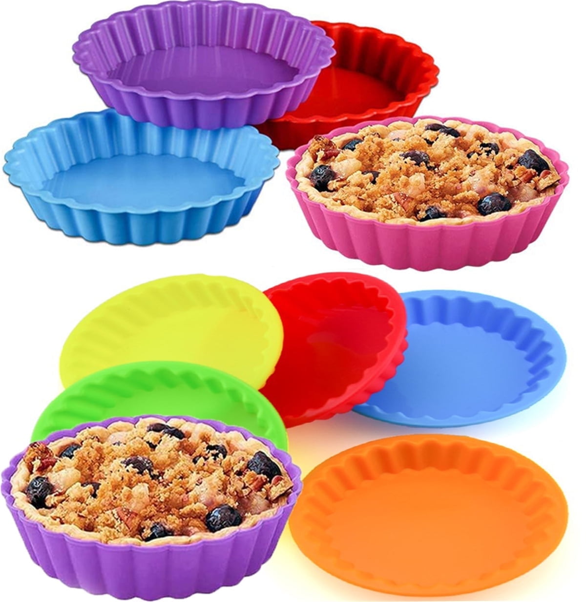 Silicone Mini Tart Pan,Happon 10 Pack Silicone Tart and Pie Molds,5 ...