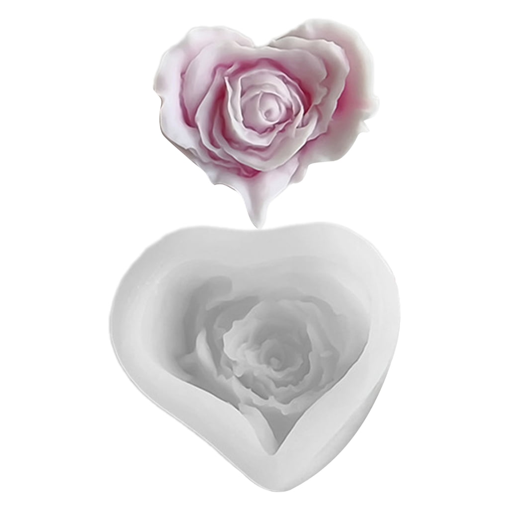 Silicone Mold Clay Crafts Moulds Candle Making Moulds Heart Rose Shape ...