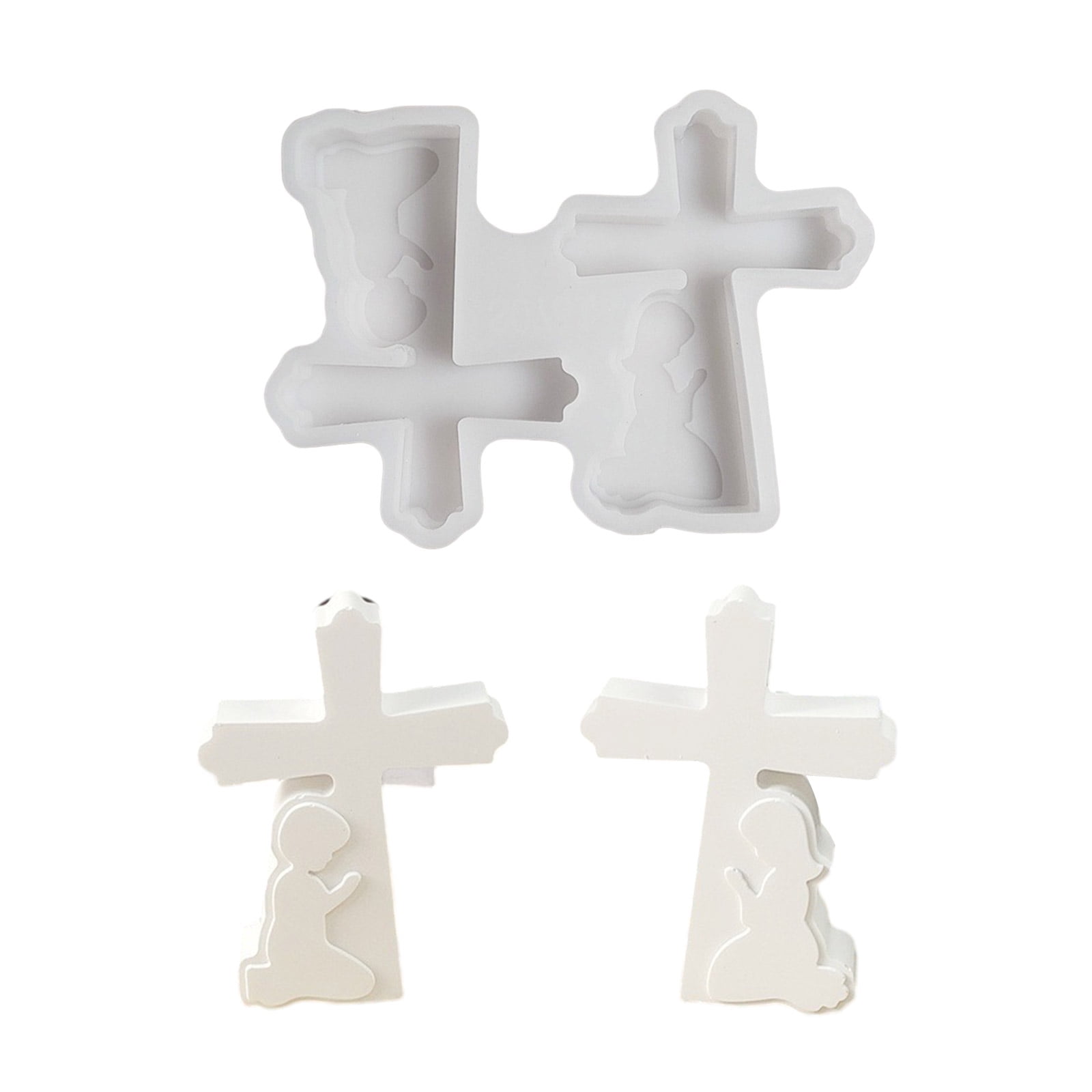 Silicone Mold Creating Detailed Prayer Boy and Girl Crosses Figurine ...