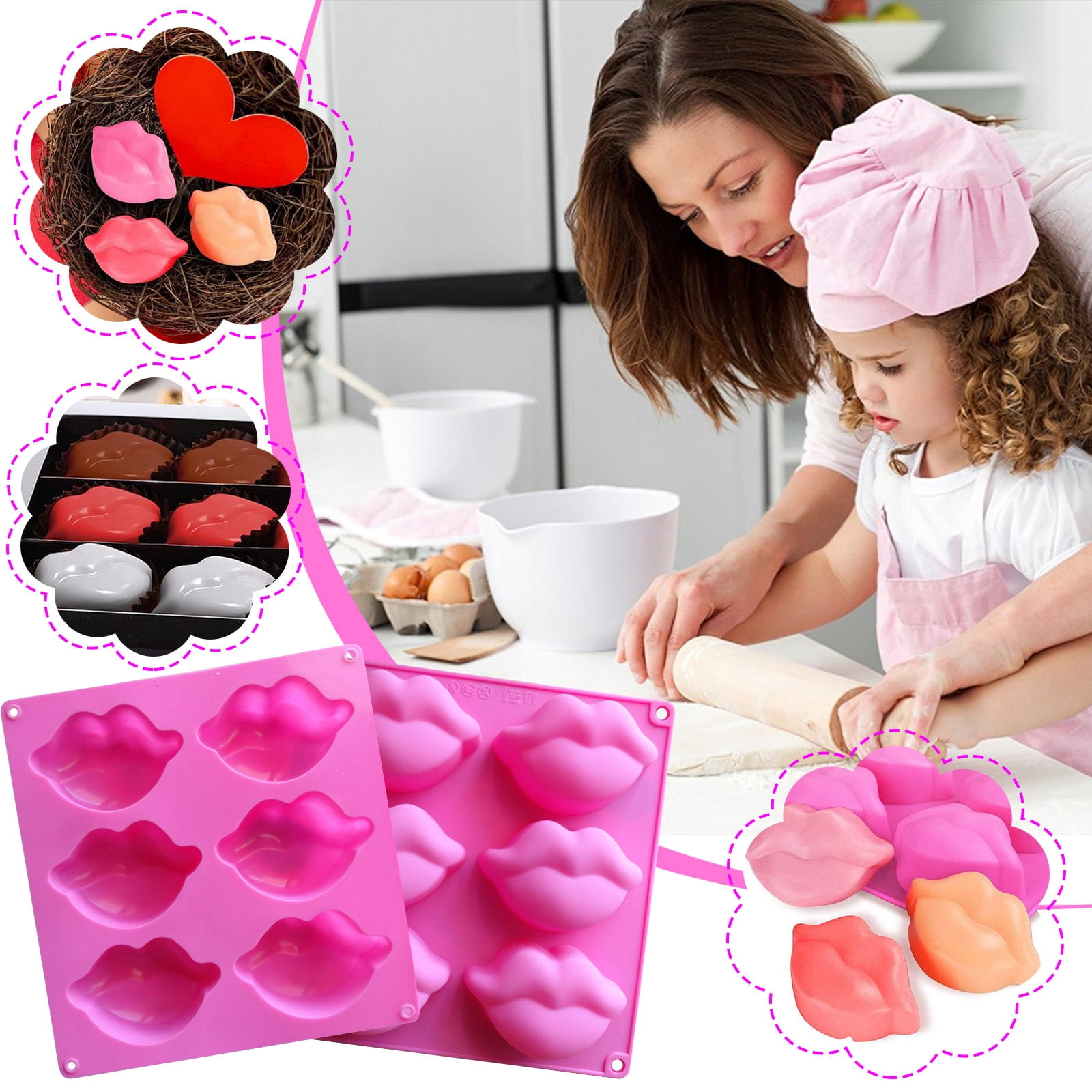 Silicone Mold Hot Lips 6 Cavity, Soap Mold Sexy Lips Silicone Molds for ...