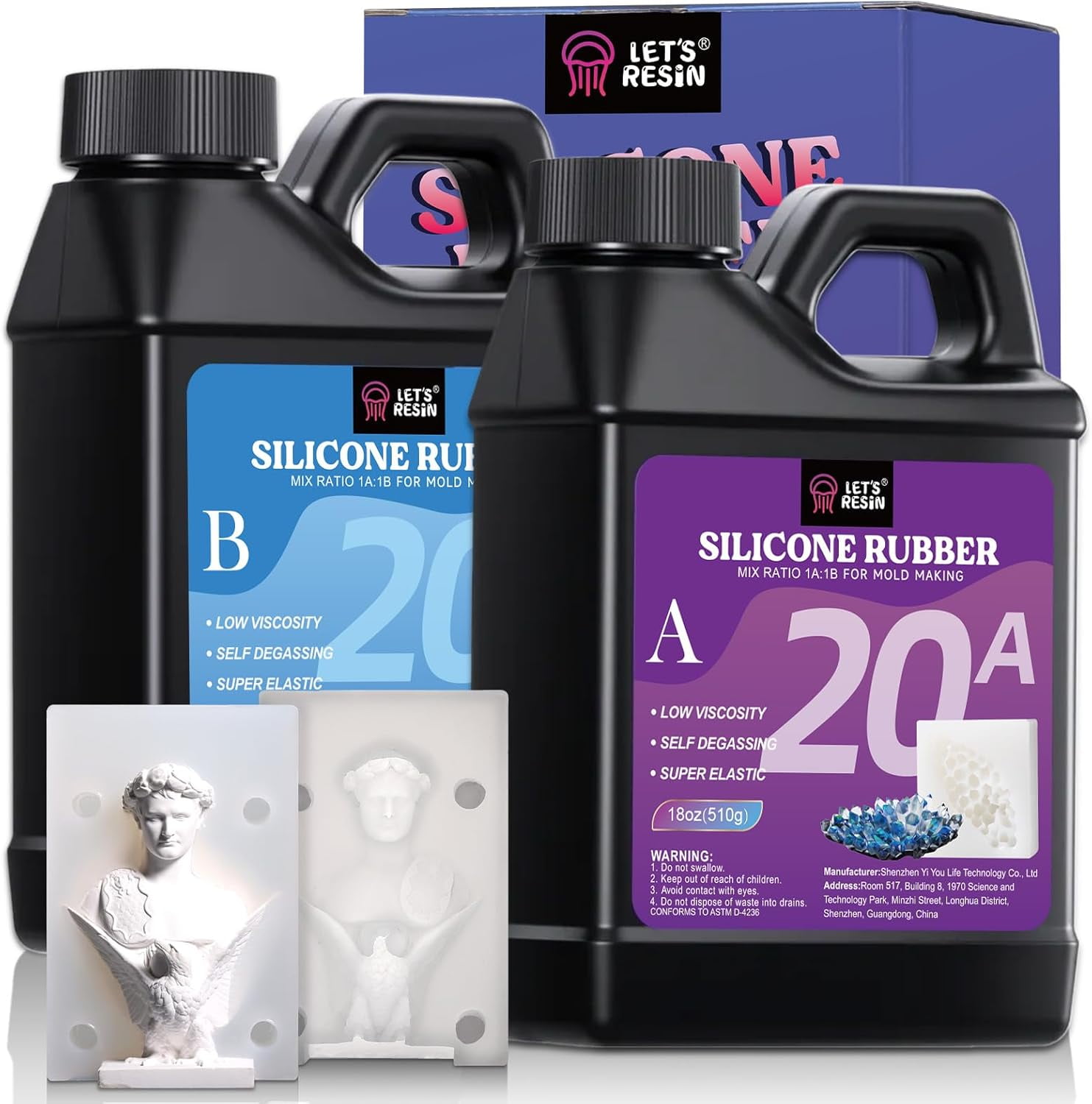 Silicone Mold Making Kit 36oz, 20A Flexible & Bubble Free Silicone ...