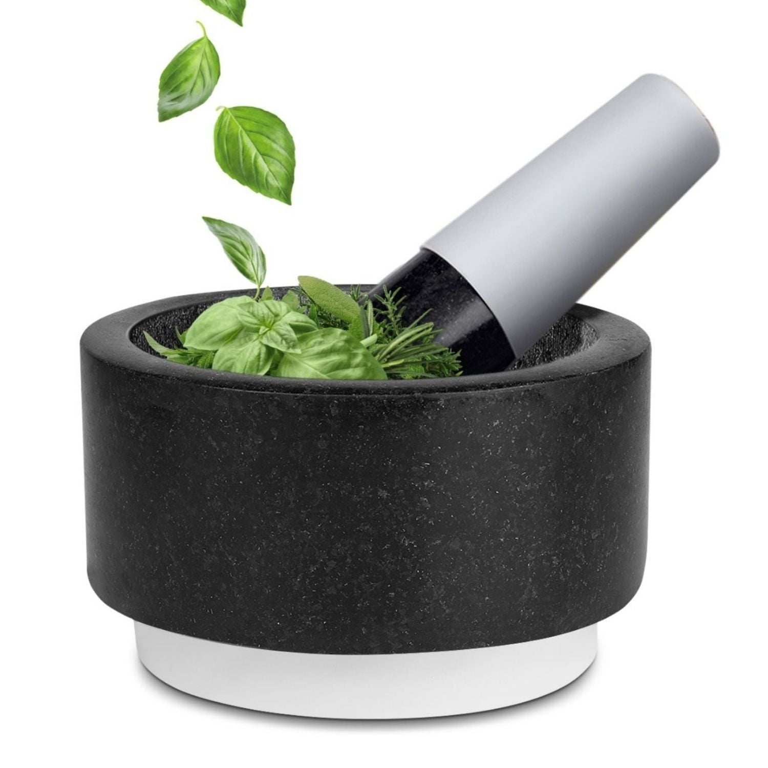 Silicone Mortar and Pestle Set Marble Pestal Mortar 5.5" Black Marble ...