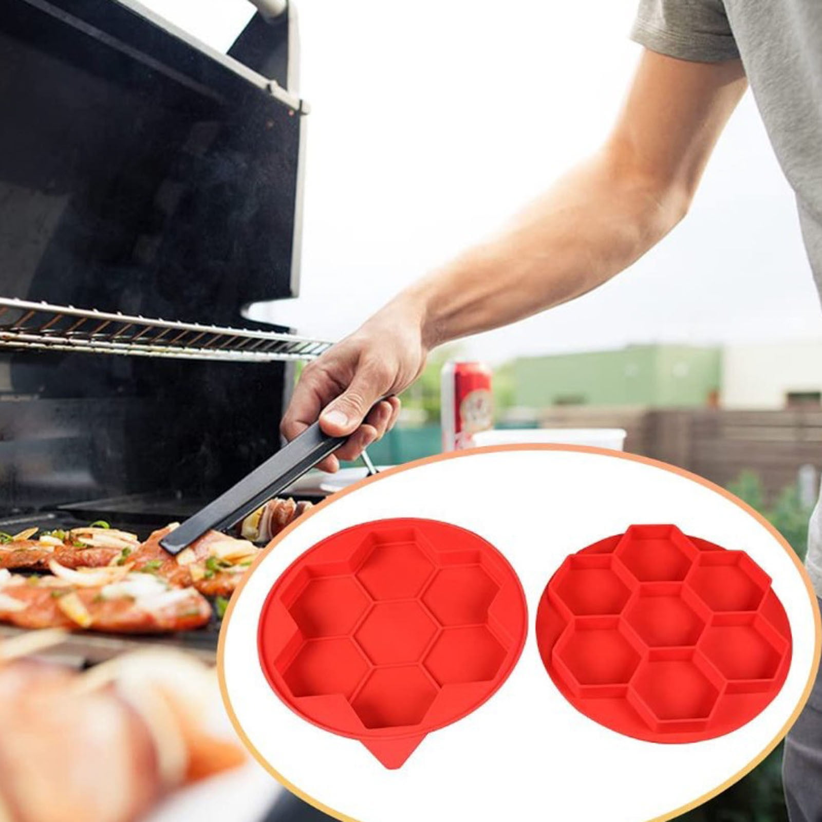 Silicone Mould 7 Patty No Stick Hamburger Patty Storage Container Food ...