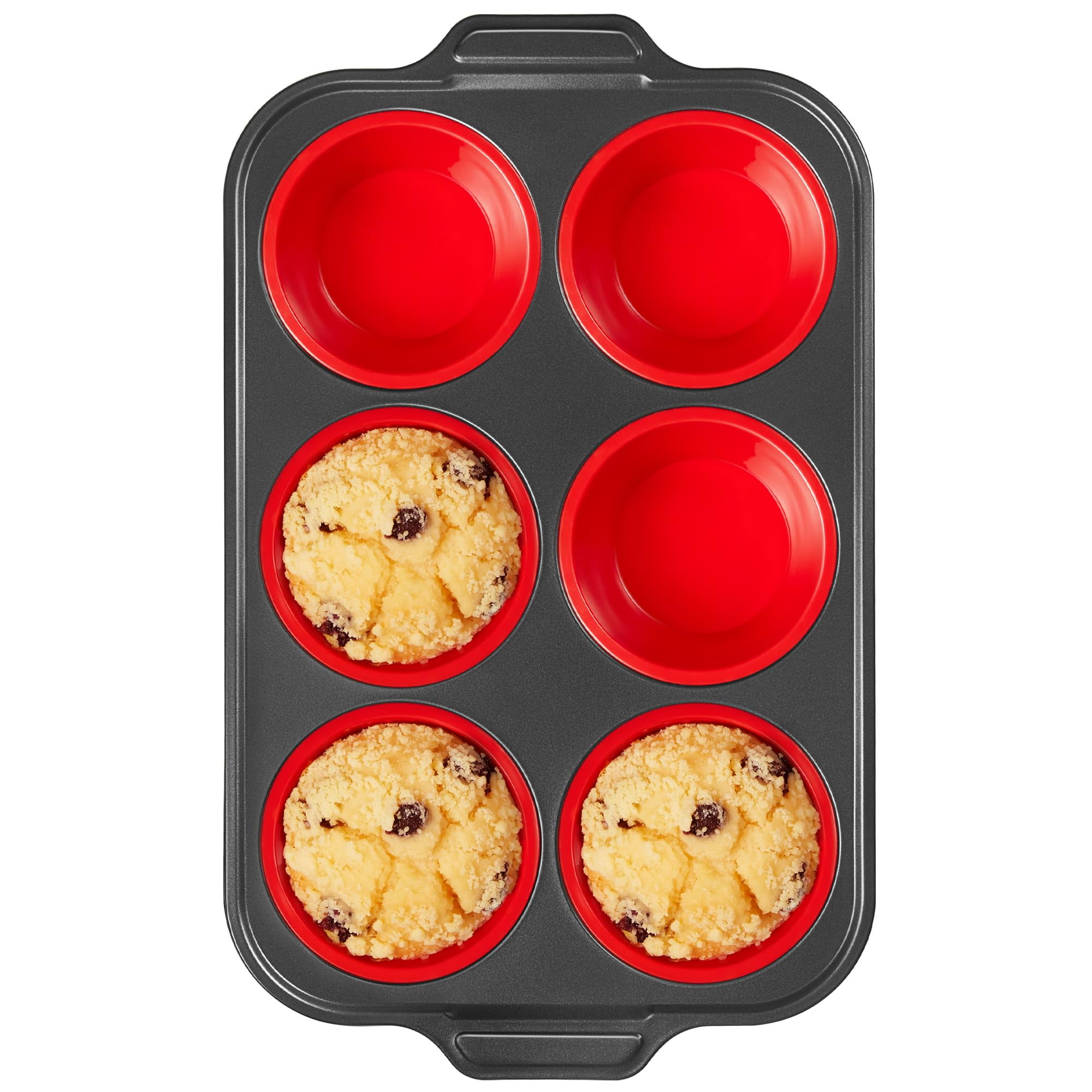 HONGBAKE Jumbo Silicone Muffin Pan with Metal Frame, 3.5" Large Muffin ...