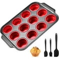 Silicone Muffin Pan, 12 Cups Collapsible Silicone Egg Bites Cupcake Pan ...