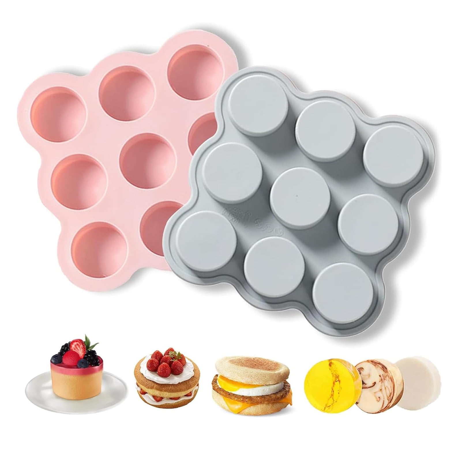 Silicone Muffin Pan -9cups Mini Muffin Pan Non-Stick Silicone Mold ...