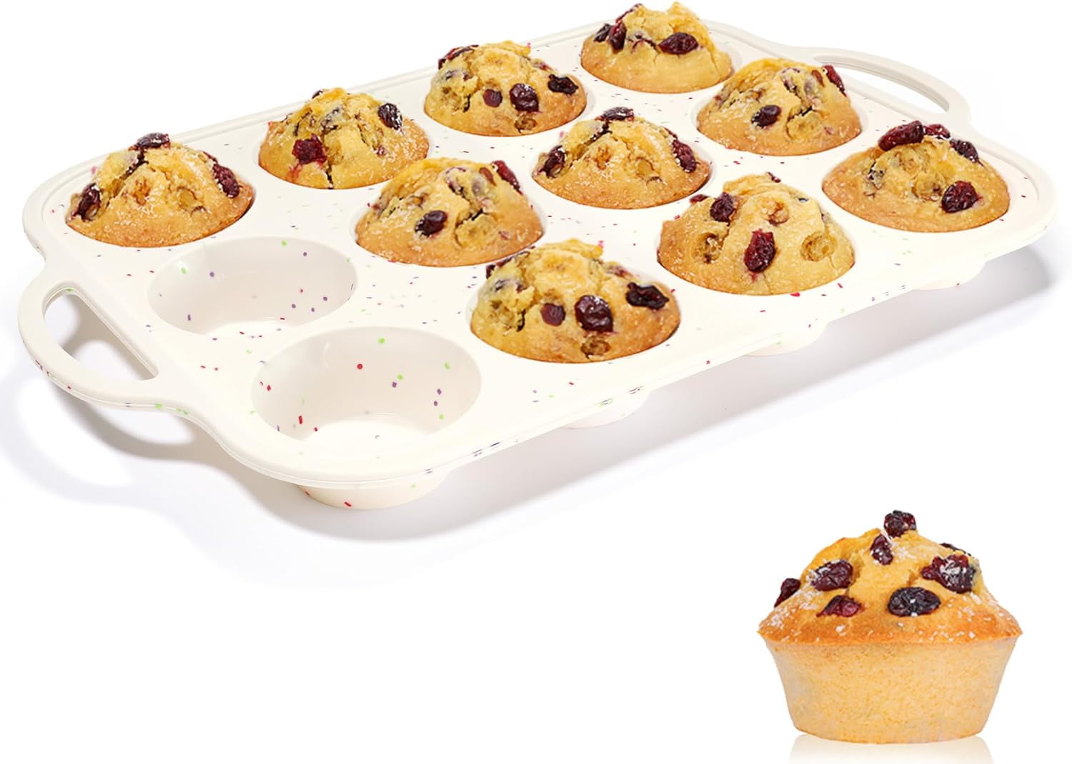 Silicone Muffin Pan, with Metal Reinforced Frame 2.8 Inch Regular Size ...