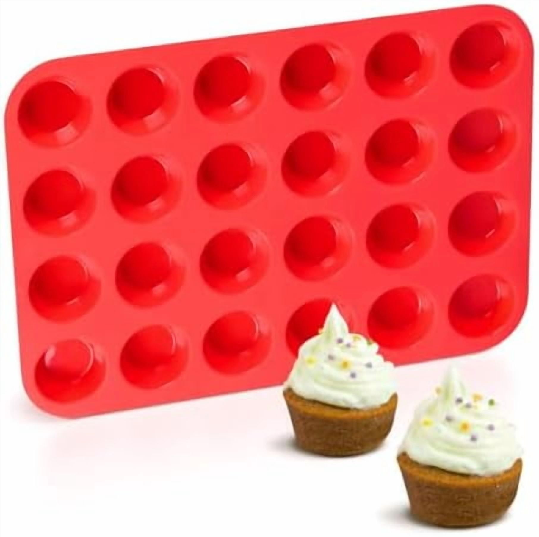 Silicone Muffin Pan Mini 24 Cups Cupcake Pan, Nonstick Food Grade ...