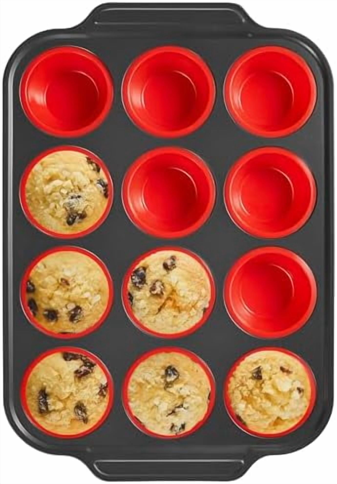 Silicone Muffin Pans for Baking with Metal Frame, Egg Bite Molds ...