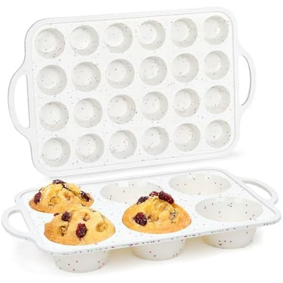 Silicone Muffin Pans for Baking, Metal Reinforced Frame Jumbo 6 Cups ...