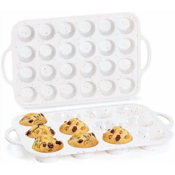 Silicone Muffin Pans for Baking, Metal Reinforced Frame Regular 12 Cups ...