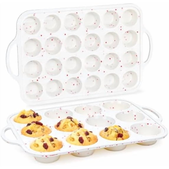 Silicone Muffin Pans for Baking, Metal Reinforced Frame Regular 24 Cups ...