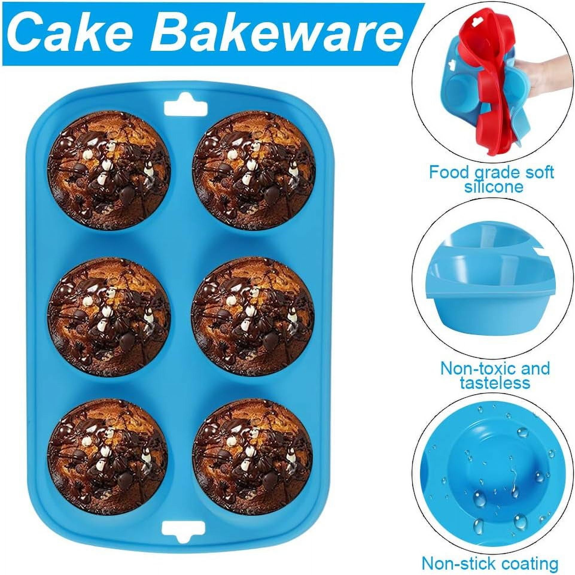 Silicone Muffins Tray, 2 Pack Deep and Jumbo Muffin Pan 6 Cup Large ...