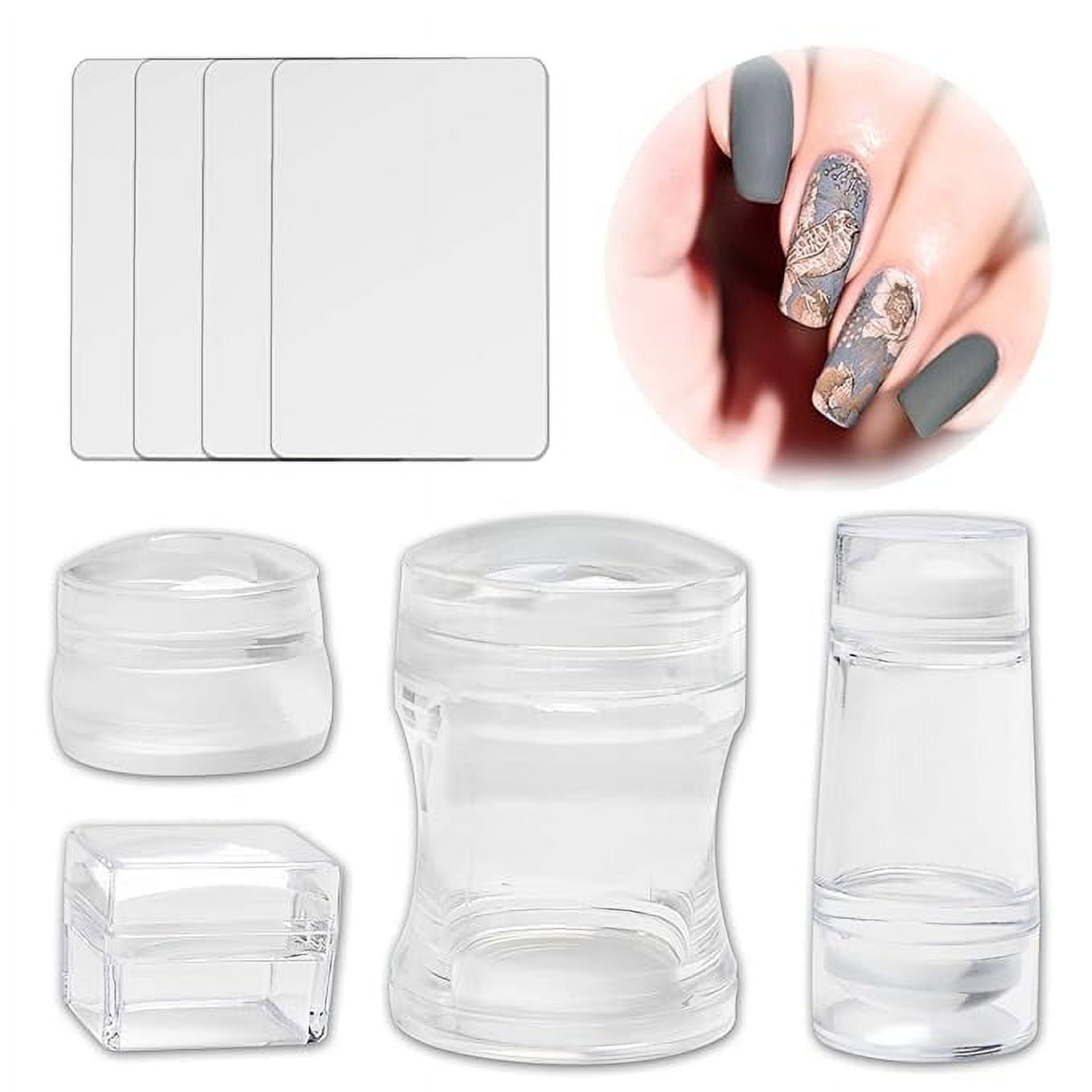Silicone Nail Art Stamper Kit in Four Size and Four Scrapers, Jelly ...