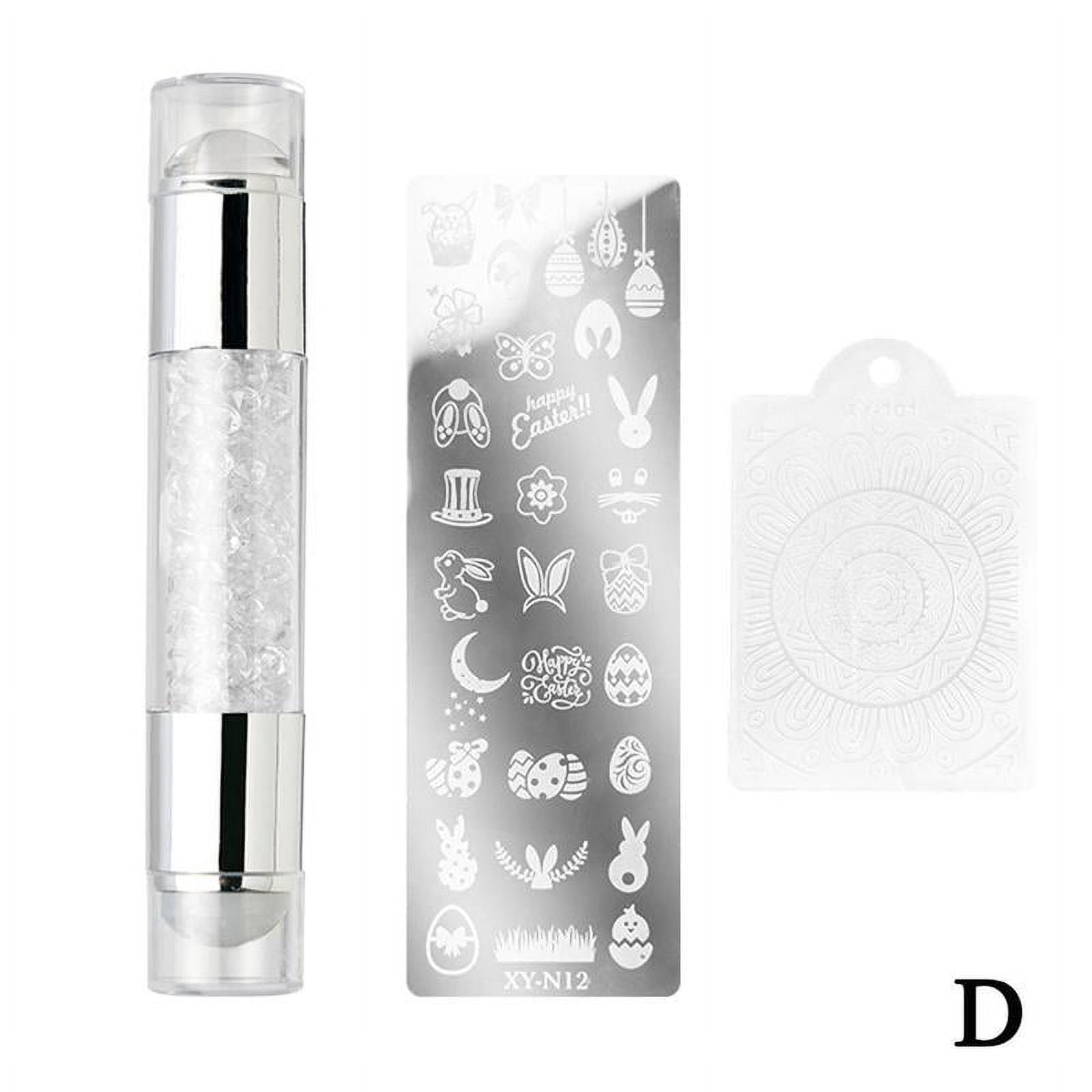 Silicone Nail Art Stamping Kit Transfer Stamper Scraper Plate Manicure ...