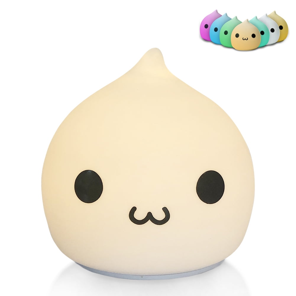 Silicone Night Light, Battery Powered 7 Color Changing Silicone Nursery ...