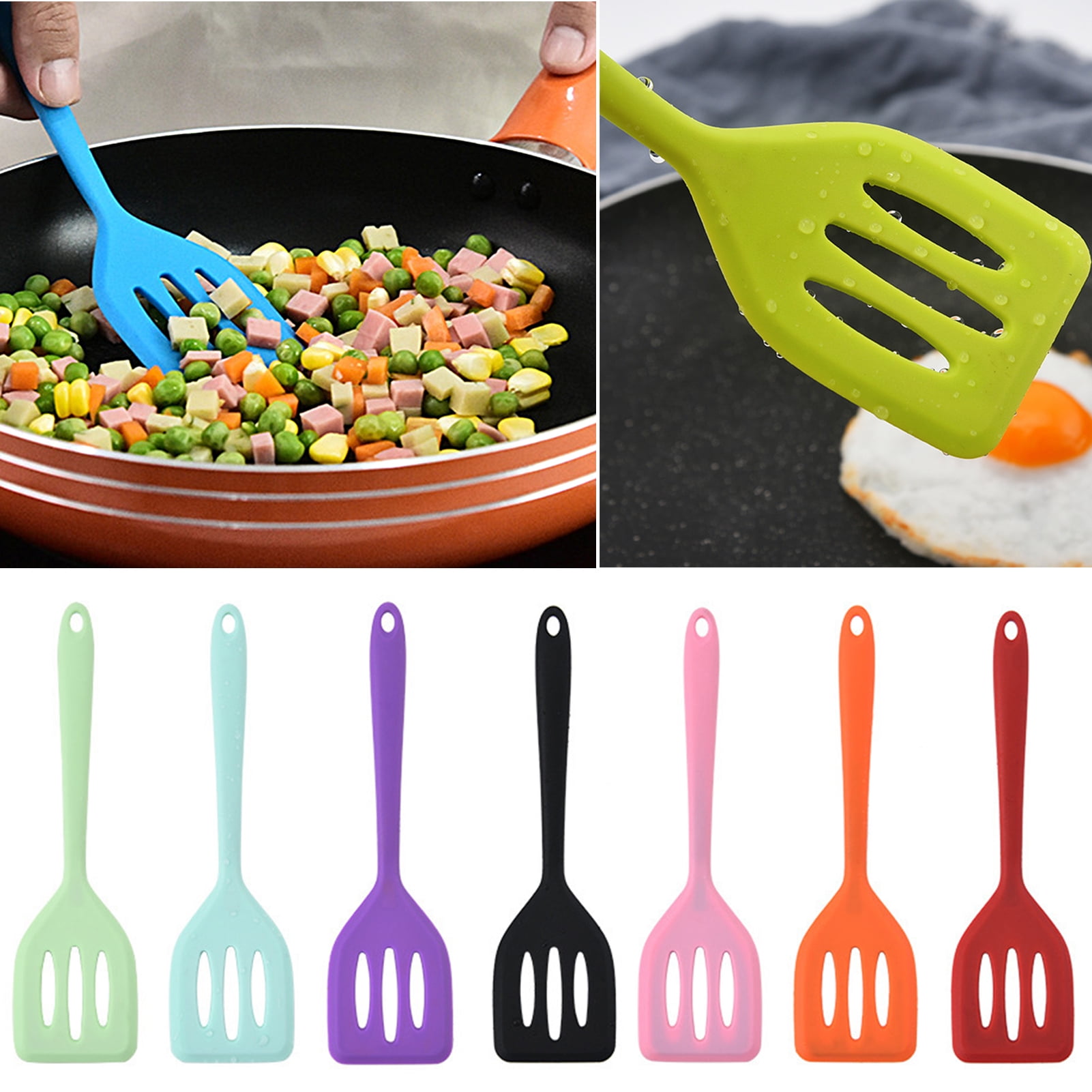 Silicone Non-stick Slotted Turner, High Heat Resistant to 480°F, Food Grade Spatula with Hole ...