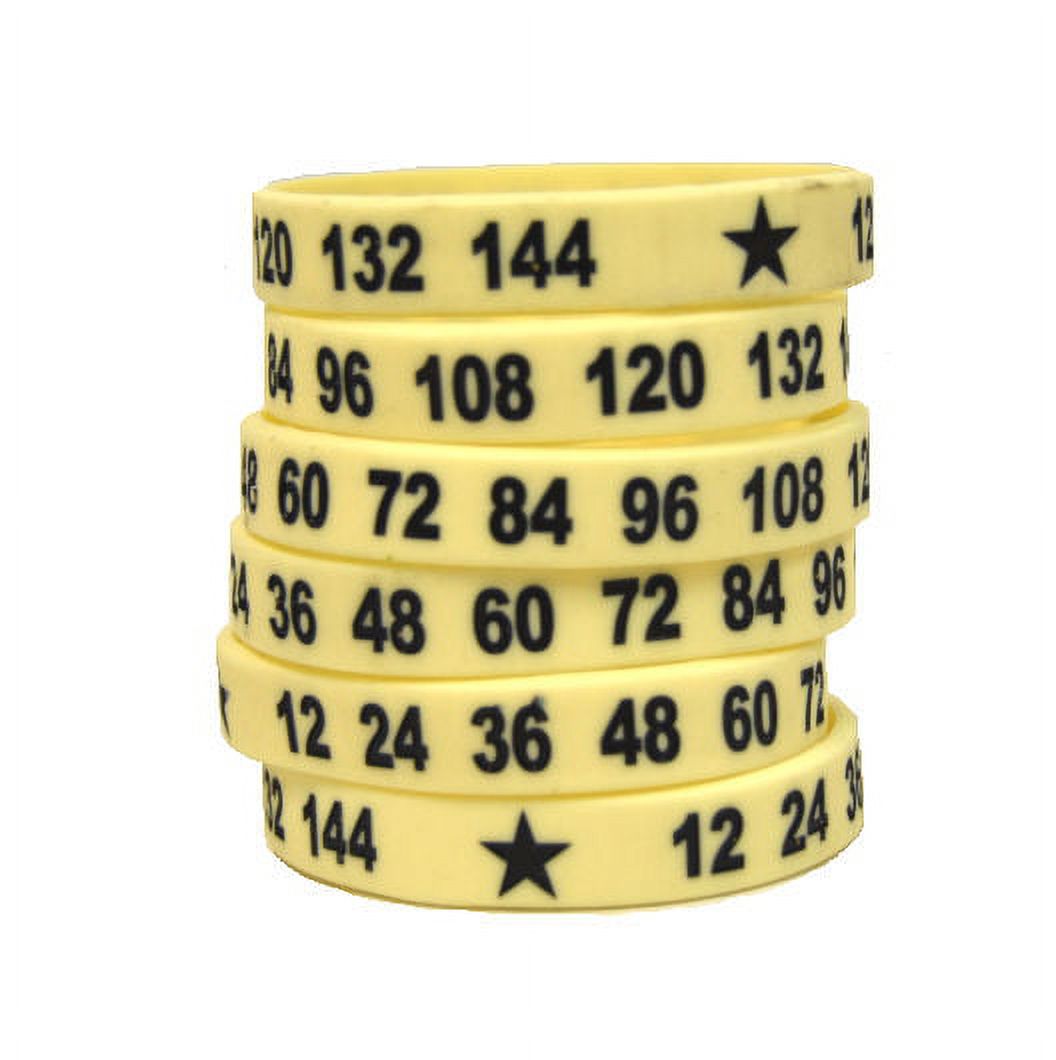 Silicone Number Wristbands for Classroom Math Activities in Yellow, 6 ...