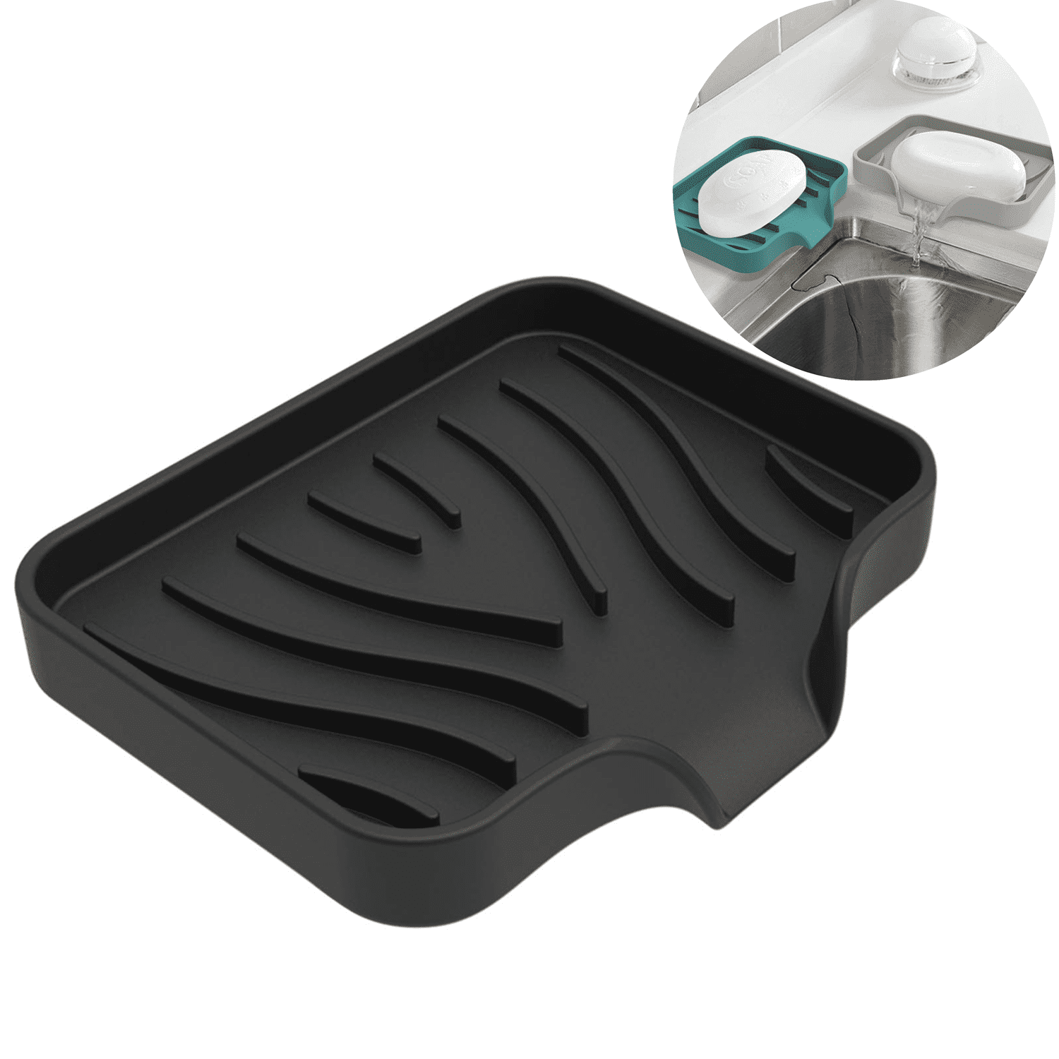 Silicone Organizer Tray, Soap and Sponge holder for Kitchen Sink ...