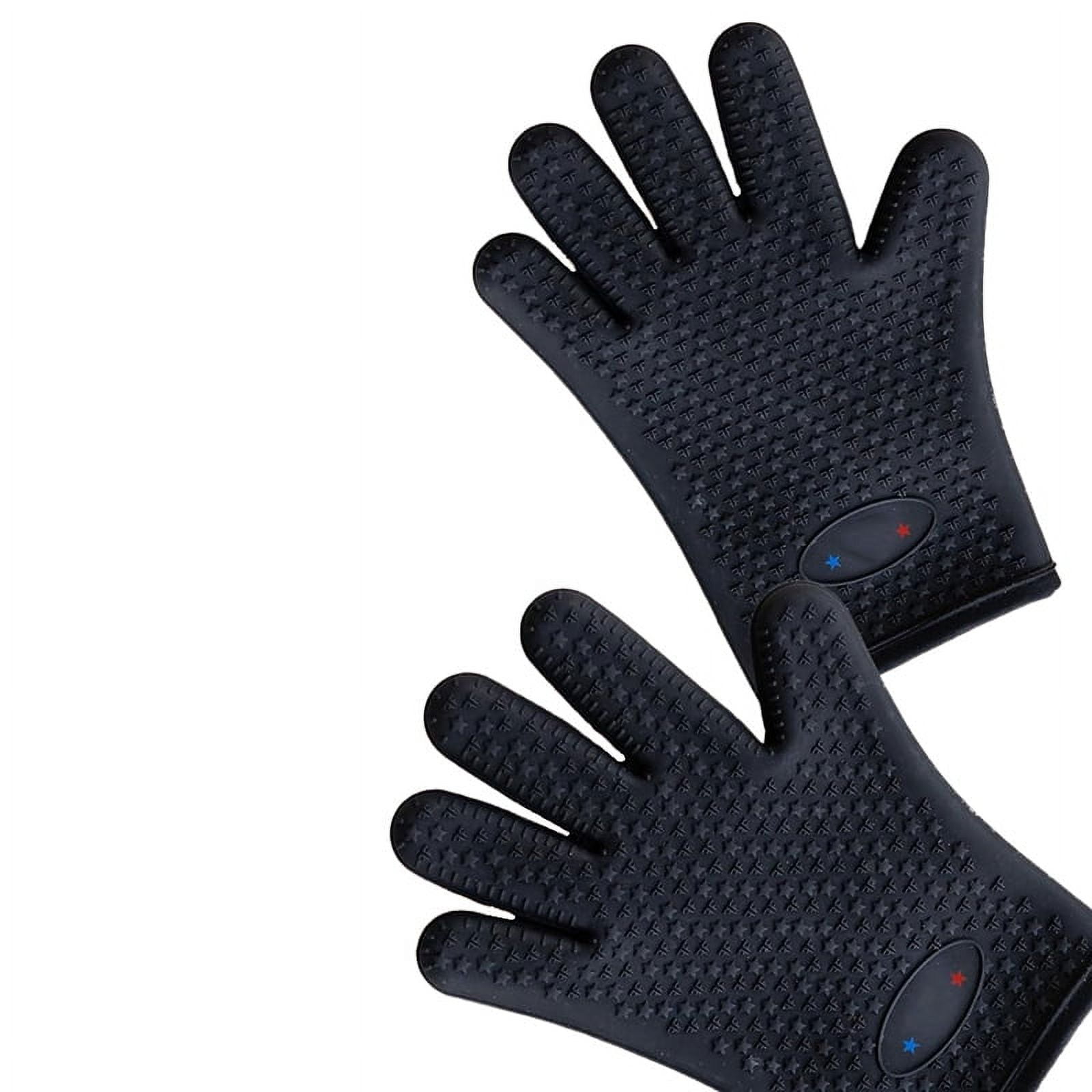 Silicone Oven Mitt Gloves - Heat Bbq Gloves with Fingers for Grilling ...