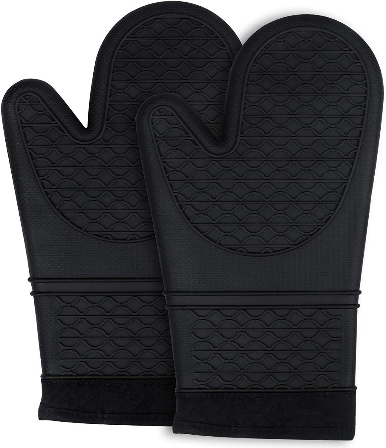 High Temp Resistant Silicone Oven Mittens with Extra Long Grip Pair for ...