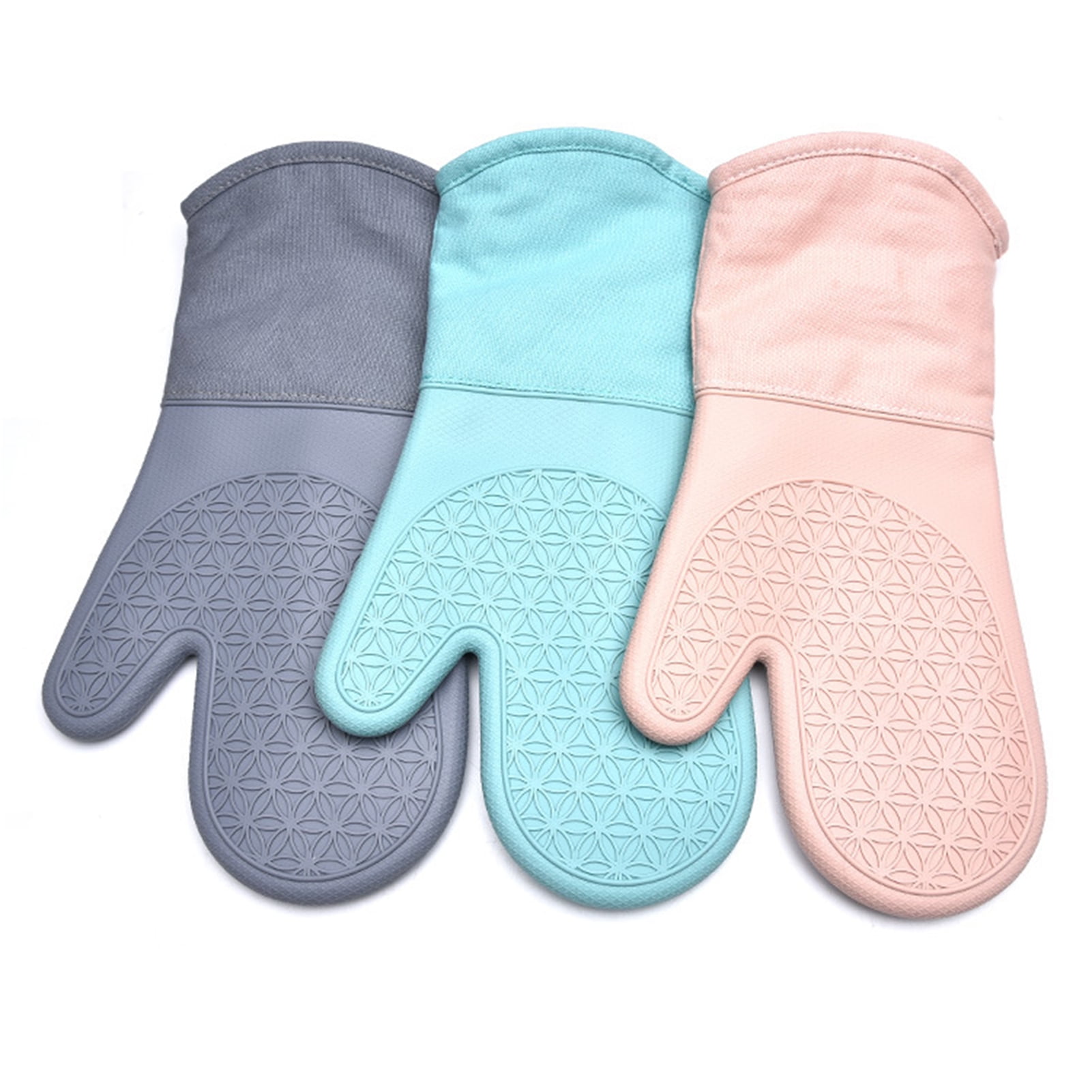 Silicone Oven Mitts Heat Resistant with Waterproof & Non-Slip Kitchen ...