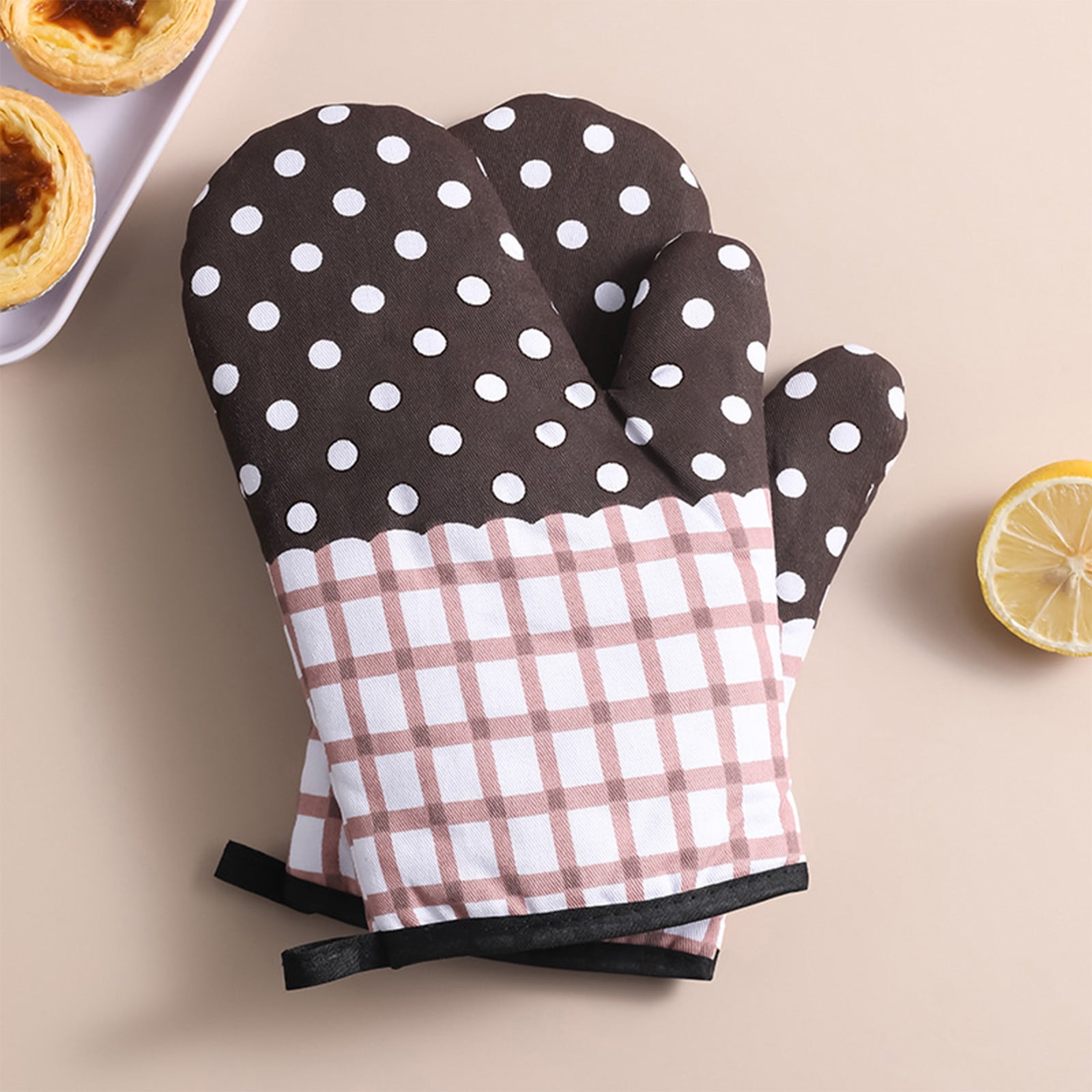 Silicone Oven Mitts Hwkond Kitchen Microwave Thermal Insulation Gloves Thickened Plaid And Heat ...
