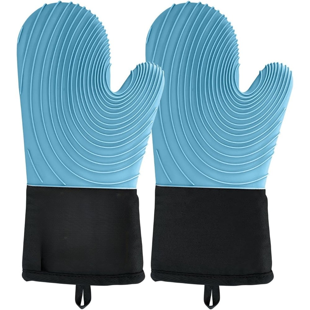 Silicone Oven Mitts - Red Oven Mitts Heat Resistant 500F 13.6 in Soft ...