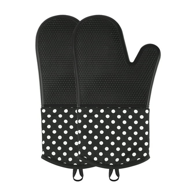 SIKITUT Silicone Oven Mittens, Extra Long Heat Resistant Baking Gloves ...