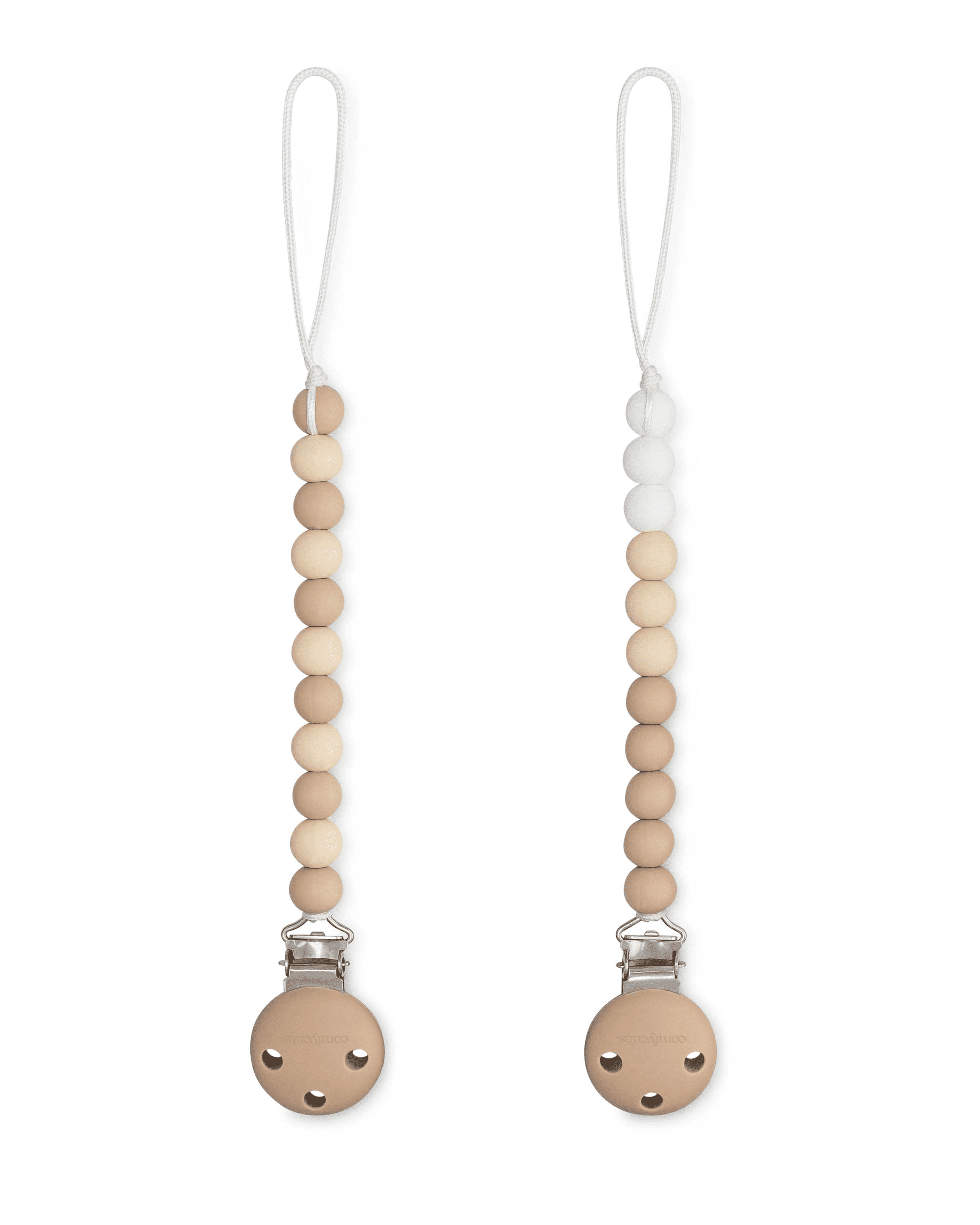 Silicone Pacifier Clips for Boys and Girls, by Comfy Cubs (Beige, Light ...